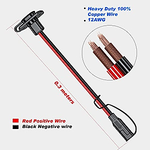 Kewig SAE Quick Connector Harness, SAE Adapter Male Plug to Female Socket Cable, 1FT 12AWG SAE Extension Cord [ 5 Pack ]