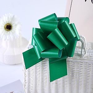 12Pcs Large Pull Bow Wrapping Pull Bow Ribbon Pull Bows for Wedding Baskets,Diameter Gift Bows, Large Bows for Presents,Wedding Birthdays Car Decoration (6IN, Green)