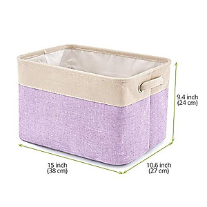 EZOWare Set of 3 Large Canvas Fabric Tweed Storage Organizer Cube Set W/Handles for Nursery Kids Toddlers Home and Office - 15 L x 10.5 W x 9.4 H -Mixed Crème