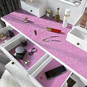 Kitico Glitter Pink Wallpaper Pink Contact Paper Glitter Pink Peel and Stick Wallpaper Pink Self Adhesive Wallpaper Glitter DIY Decoration 17.7"x78.7"