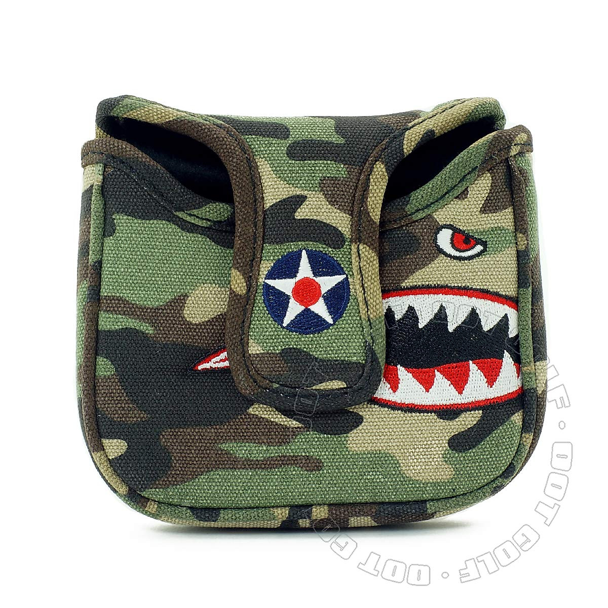 Fighter Plane High-MOI Mallet Putter Headcover, Heel Shaft, Camouflage, Golf Head Cover