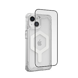 URBAN ARMOR GEAR UAG Designed for iPhone 15 Case 6.1" Plyo Ice/White Compatible with MagSafe Bundle with UAG Screen Protector Glass Shield Plus 6.1"