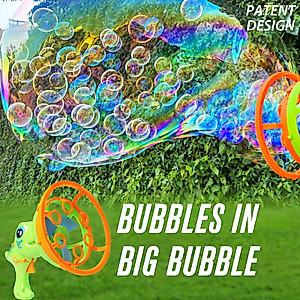 Bubble Gun for Kids Ages 4-8 - Big Bubble Machine for Toddlers 1-3-5 Year Old, Giant Bubble Wand for Outside, Boy Birthday Gifts Ideas, Dinosaur Bubble Blower, Large Bubble Maker, Outdoor Bubble Toys