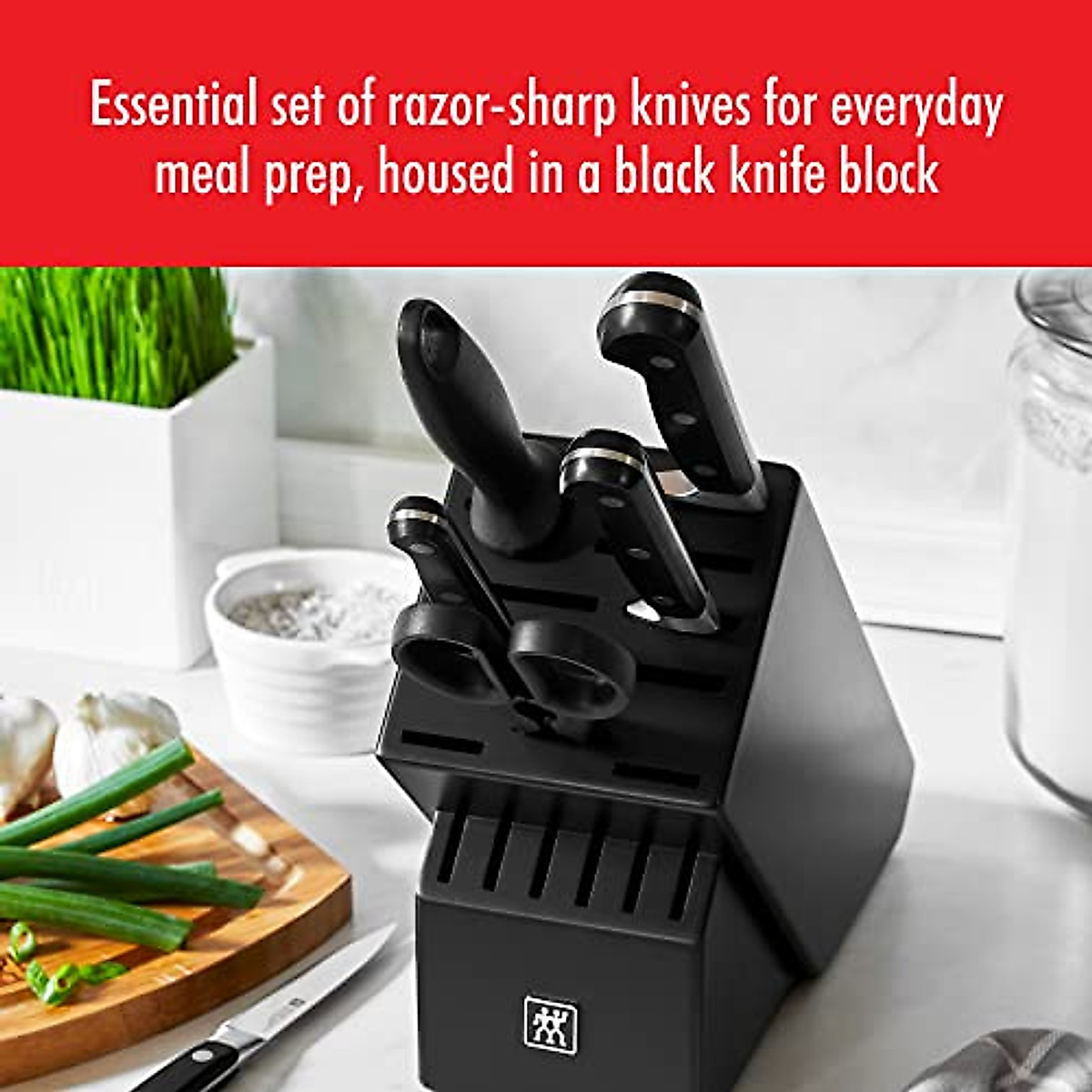 ZWILLING Professional S 7-Piece Razor-Sharp German Block Knife Set With Black Rubberwood Block, Made in Company-Owned German Factory with Special Formula Steel perfected for almost 300 Years
