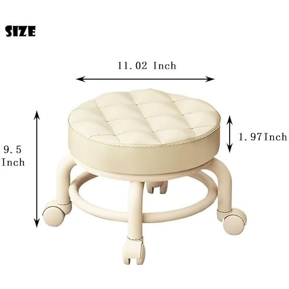Aetherix Low Stool with Wheels, Pedicure Chair for Nail tech Low Rolling Stool, Shoe Changing Makeup Cleaning with Wheels, Pedicure, Massage SPA and Home, Low Seat with Wheels