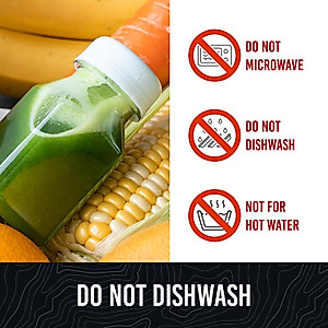 Norcalway 8pcs 2oz Shot Bottles with Caps - Ginger Shot Lids, Wellness Juice, Freezer Safe, Leak Proof, Food Grade Bottles