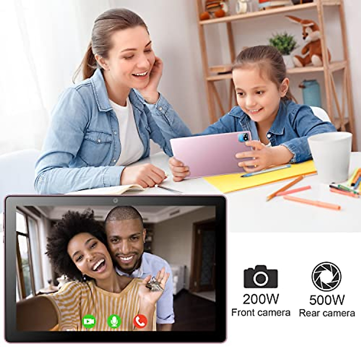 Tablet 10.1 Inch Android 11.0 Go - 64GB ROM | 256GB Scalable 6000mAh Long Battery Life Tablets GMS Certified | 5MP Camera WiFi FM Bluetooth (Pink)