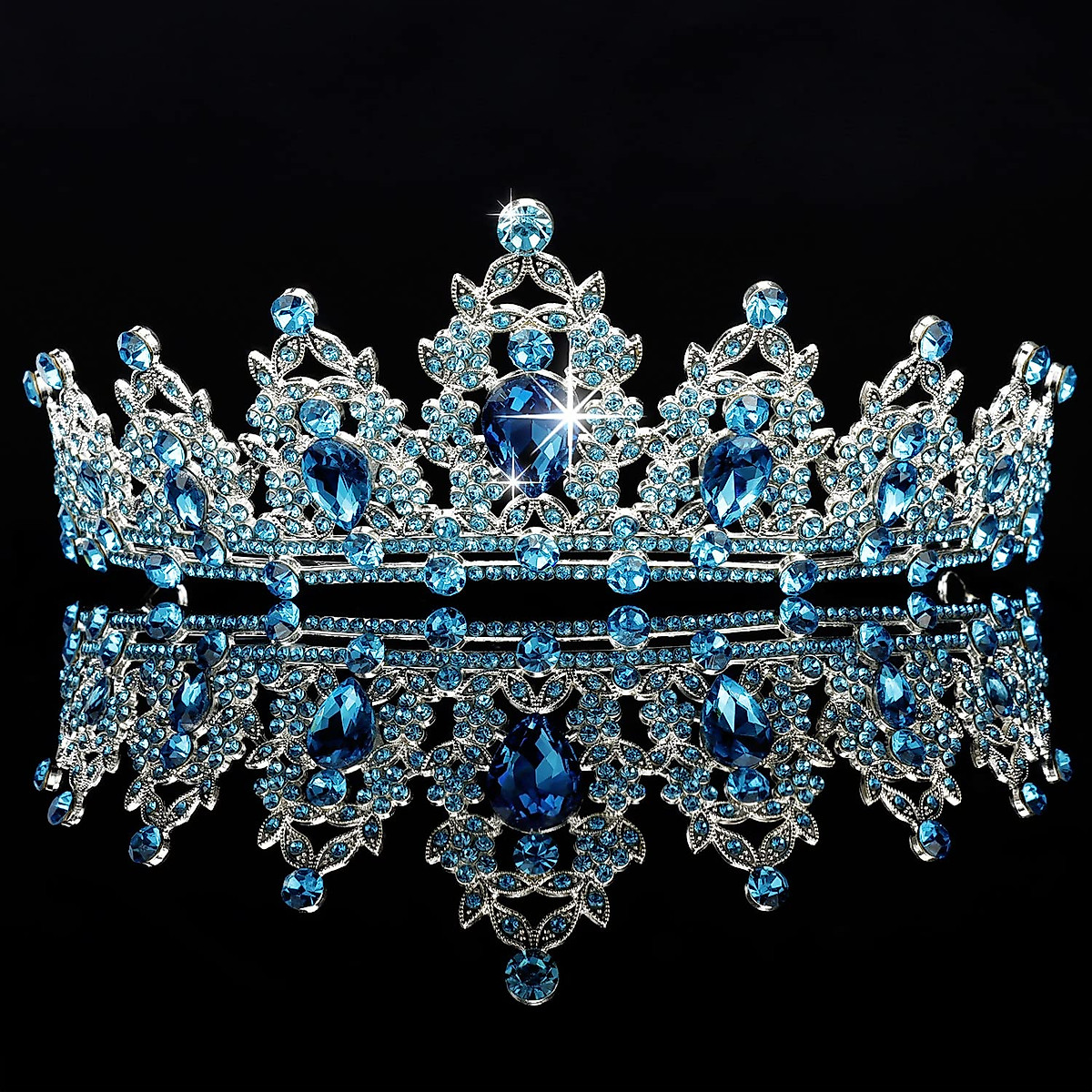 Tiaras for Women, Didder Blue Crystal Tiara Crowns for Women, Silver Crown Tiaras for Girls Princess Crown Wedding Tiaras and Crowns for Women Brides Birthday Party Christmas Prom