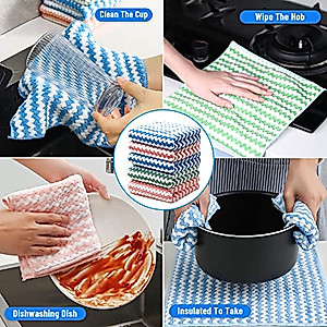 Tecotely Microfiber Cleaning Cloth & Reusable Kitchen Towels Dish Cloth High Absorbent 10"x10" (21 Pack) - Easy to Clean Quick Drying