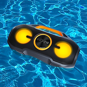ION Audio AquaSport Max - Water-Resistant Bluetooth Stereo Speaker with Lights (Renewed)