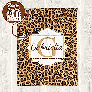 TRIENCY Cheetah Leopard Print Blanket Monogrammed Personalized Blankets for Adults Kids Baby Women 30x40 50x60 60x80 Soft Fleece Or Sherpa Throws Custom Name Christmas Birthday Gifts