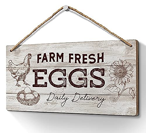 Farm fresh Eggs Sign 6x12 Inch Egg for Sale Signs for Store Market Country Barn Supermarket Outdoor Decor,Vintage Farmhouse Kitchen Wall Decor,Hen House Rustic Accessories