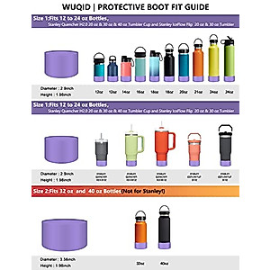 WUQID Protective Silicone Boot Sleeve for 12oz-40oz Sport Flask/Stanley Water Bottles Tumbler Anti-Slip Bottom Sleeve Cover for All Water Bottles Bottom Width of 2.83&3.56in