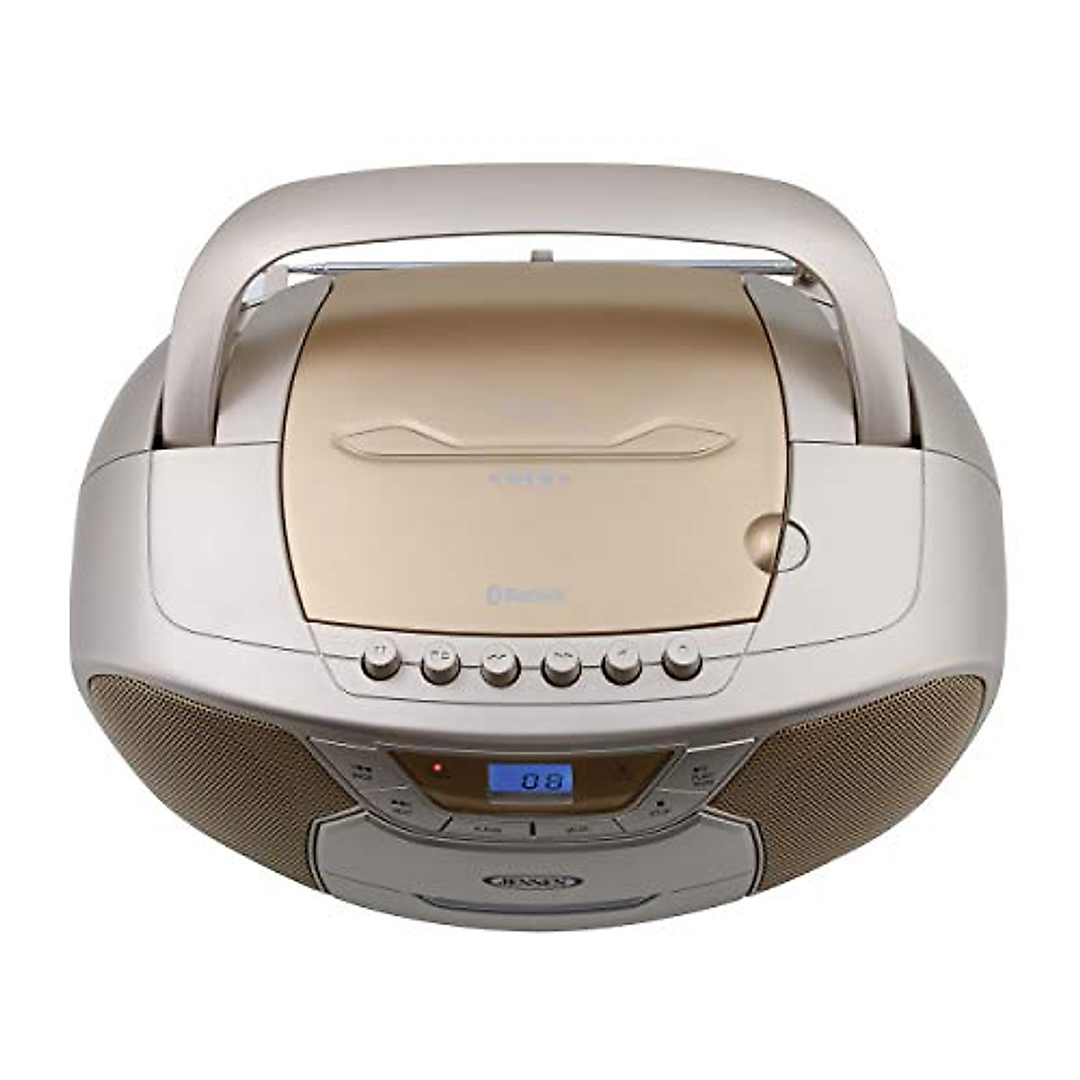 JENSEN CD-590-C CD-590 1-Watt Portable Stereo CD and Cassette Player/Recorder with AM/FM Radio and Bluetooth (Champagne)