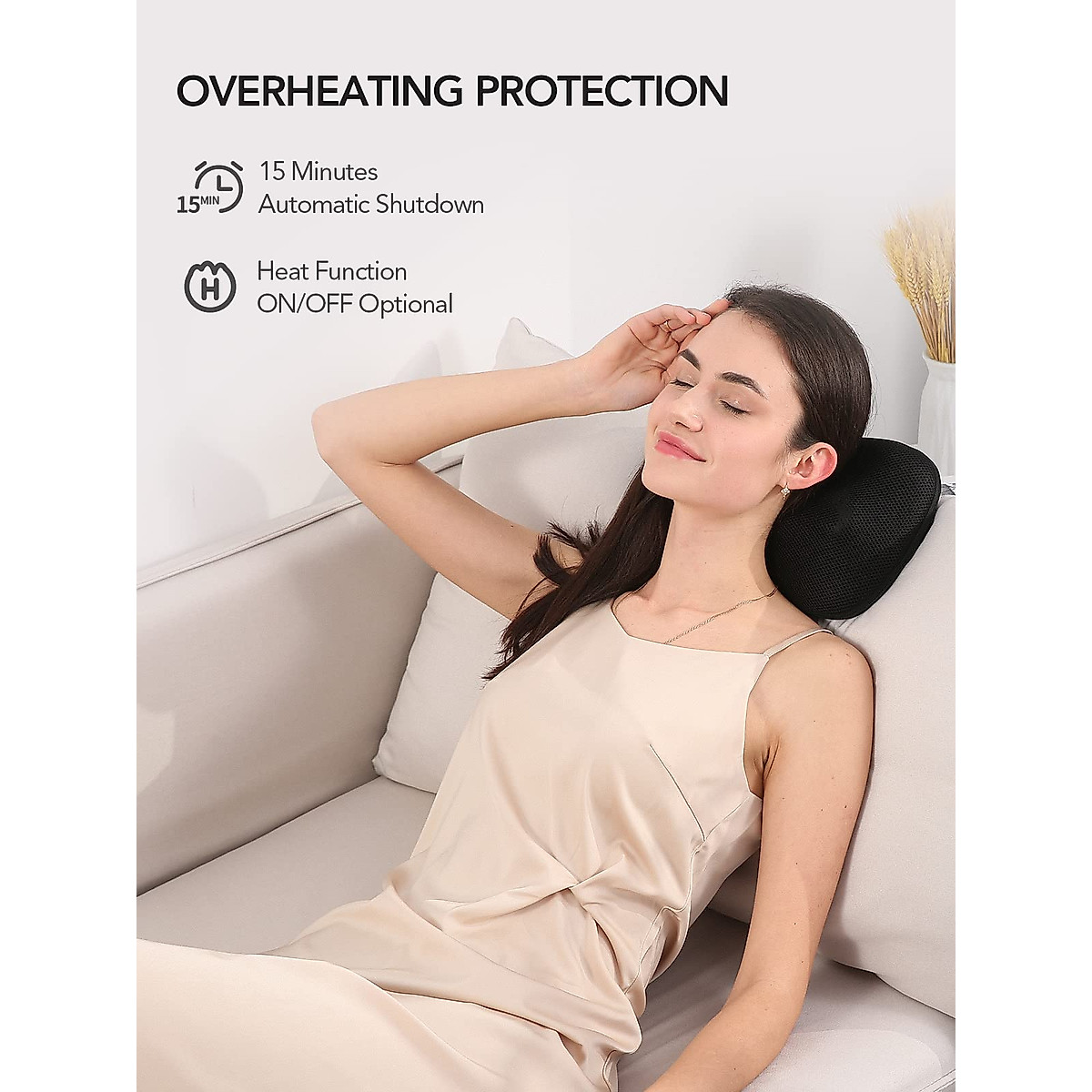 Shiatsu Back Neck and Shoulder Massager with Heat, 3D Kneading Deep Tissue Electric Massage Pillow for Muscle Pain Relief, Spa-Like Soothing for Home Car and Office