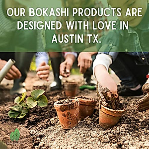 Bokashi Compost Starter Kit - Includes 2.2lb's Organic Bran, 2 Airtight Bins, Masher, Strainer, Cup for Compost Tea, and Detailed Composting Instructions. Attractive Kitchen Compost Bin.