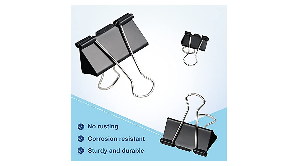 208 PCS Binder Clips Set - Durable Paper Clamps in Assorted Sizes