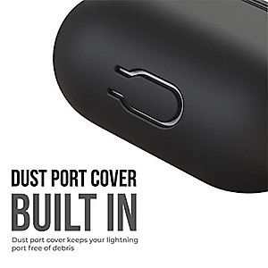 KeyBudz Elevate Series AirPods Case [Front LED Visible] Keychain Protective Silicone Cover Compatible with AirPods Case 1 & 2 (with Carabiner, Black)
