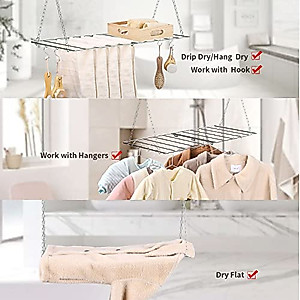 WYCQKL Clothes Drying Rack with 4 S Hooks, Space Saving Clothes Dryer, Fold Flat Laundry Rack for Small Item