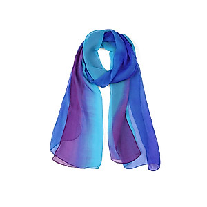 uxcell Long Chiffon Light Wedding Scarf Silky Gradient Color Party Shawl Spring Summer Beach Wrap for Women 63"x19.6" Royal Blue