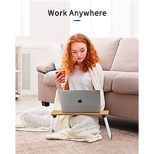 Ruxury Folding Lap Desk Laptop Stand Bed Desk Table Tray, Breakfast Serving Tray, Portable & Lightweight Mini Table, Lap Tablet Desk for Sofa Couch Floor - Wood