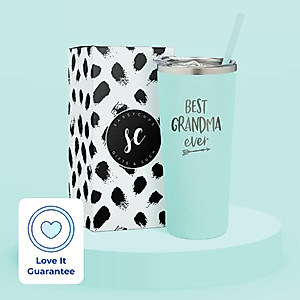 Best Grandma Ever Insulated Tumbler Cup with Straw and Lid - Grandparent Christmas Present Coffee Mug - World's Best Grandma Gift From Grandkids for Birthday - New Grandma Tumbler - Grandma Gifts