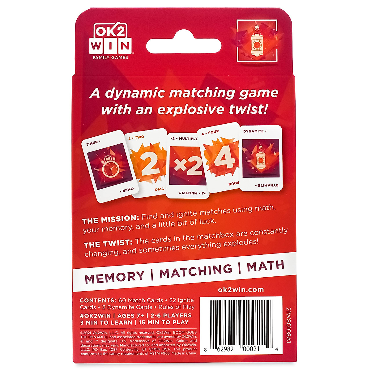 Ok2Win Boom GOES The Dynamite Math Card Game and Mixed Doubles Dice Game - Fast-Paced Fun for The Whole Family - Ages 7+