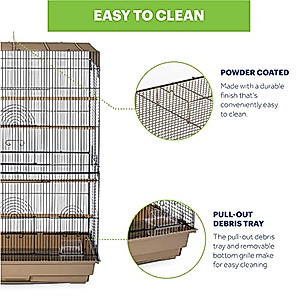 Prevue Pet Products Flight Cage for Multiple Small Birds, Steel Metal and Plastic Cage Home Crate Enclosure for Birds, Standing Birdcage, Brown/Black