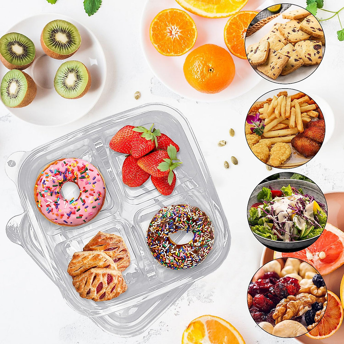 Haawooky 30 Pcs Bento Snack Containers,4 Compartment Meal Prep Lunch Containers with Lids,Food Storage Containers for School Work Travel