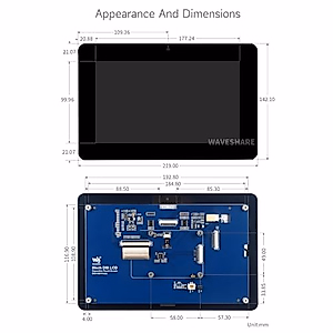 Waveshare 8inch Capacitive Touch Display Compatible with Raspberry Pi 5/4B/3B+/3A+/3B/2B/B+/A+/CM3/3+/4 800×480 Resolution DSI Interface