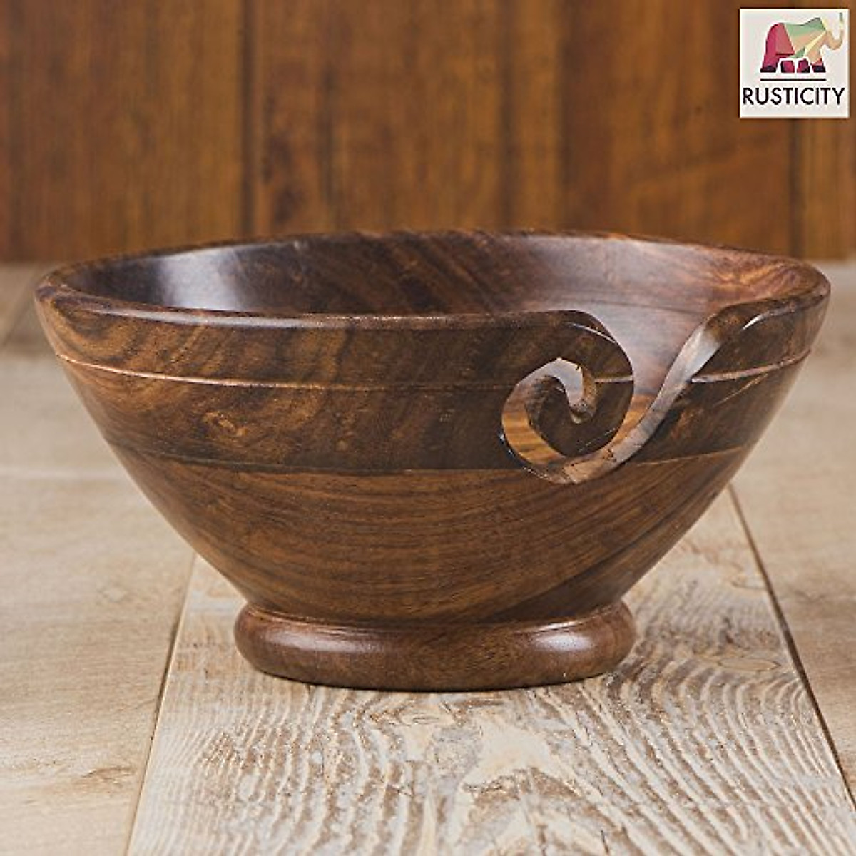 Rusticity® Wood Yarn Bowl | Knitting Bowl, Crochet Yarn Holder | Handmade | 6x3 in