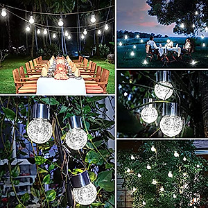 GZKPL Outdoor Solar Light, Waterproof Hanging Lantern Decorative Garden Lights with Cracked Glass & Hook for Patio, Tree, Yard, Camper, Lawn, Pool, Christmas Decor (Cool White)