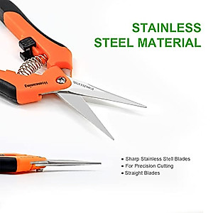 HOMEANING 1PC Pruning Shears,Trimming Scissors, Blades Gardening Hand Pruning Snips Titanium Coated Precision Bonsai Pruning Shears, Convenient and Efficient Flower Cutters (Orange)