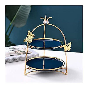 Tiered Tray Dessert Table, Commercial Dessert Table, Cake Temporary Cake Display Shelf, Family Living Room, Tea Table, Fruit Tray Display Shelf Tower Tray (Color : E, Size : Two floors)