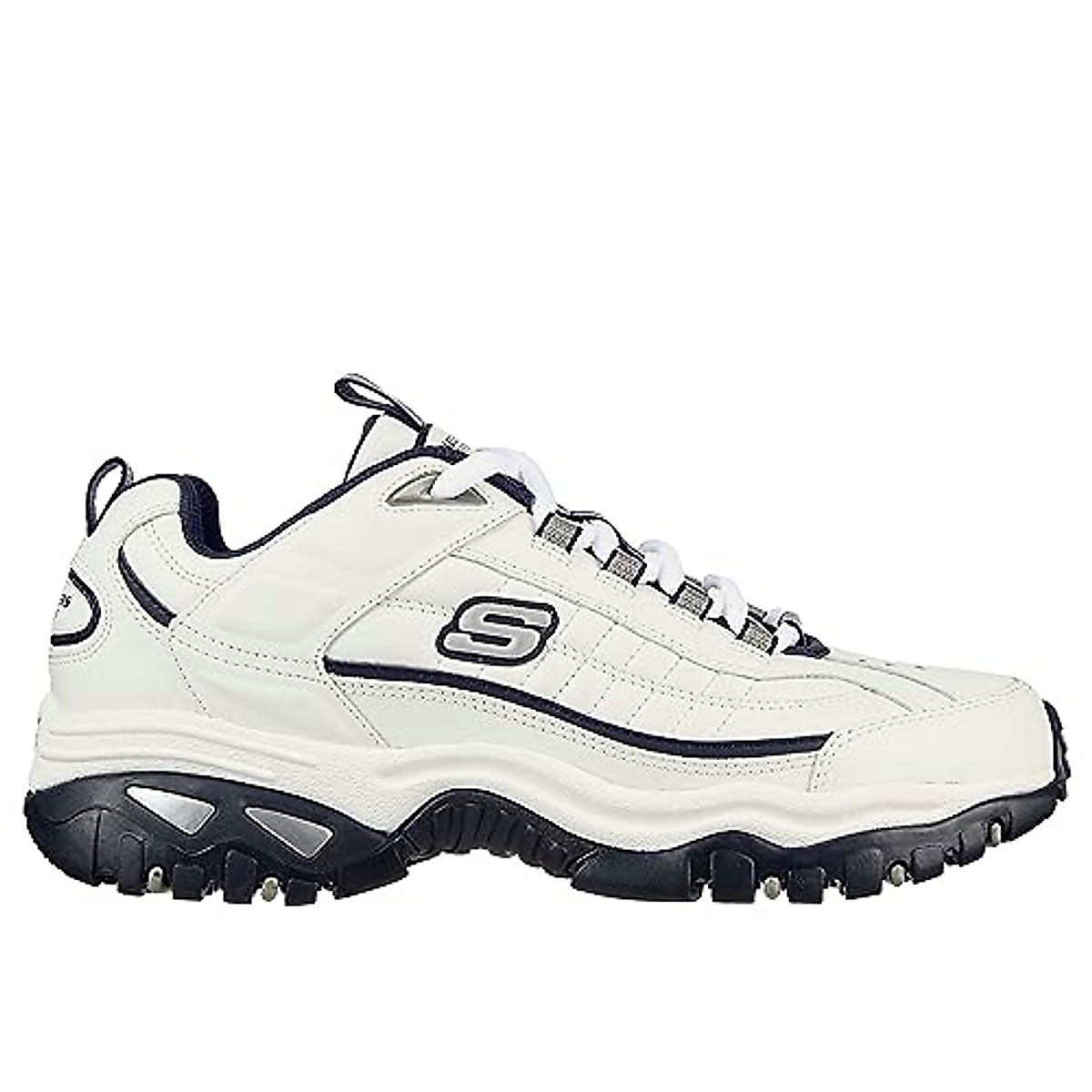 Skechers Men's Energy Afterburn Lace-Up Sneaker, White/Navy, 11 Wide