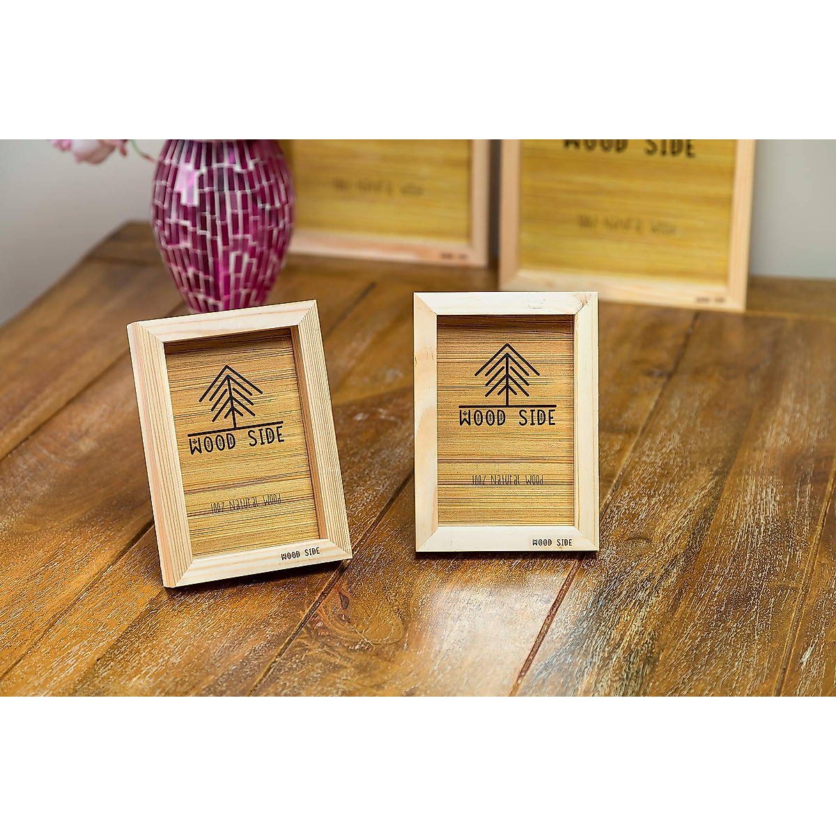 Wooden Picture Frames 8x10 with Real Glass - Set of 2 - Eco Unfinished Wood - Thick Borders and Natural Wood Color for Wall Hanging and Desktop Photo Frame