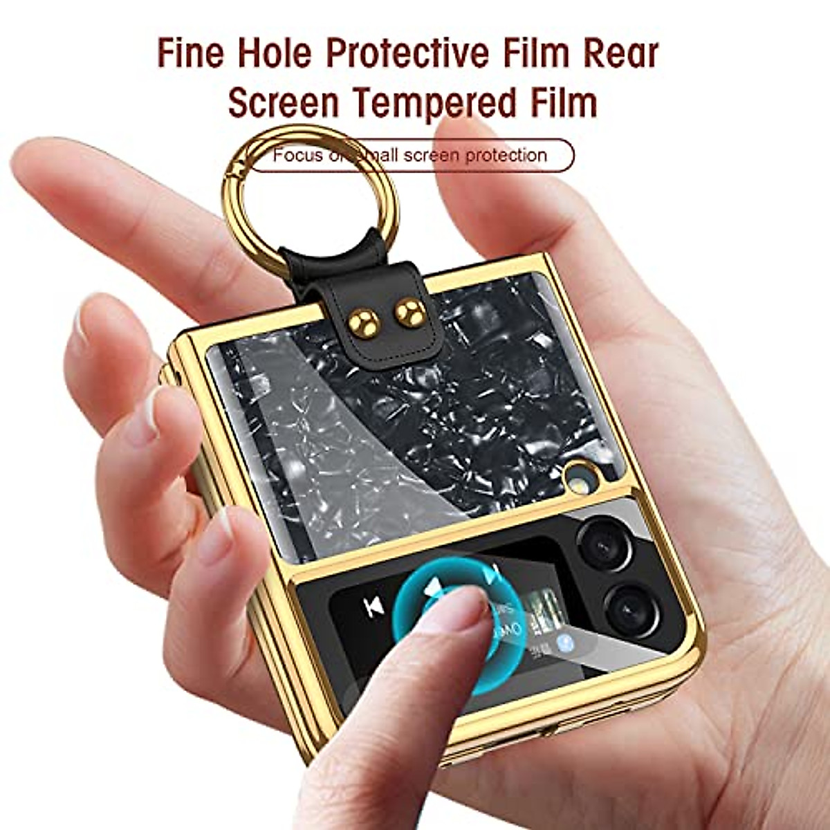 EAXER for Samsung Galaxy Z Flip 3 5G Case, Camera Lens Protection Ring Holder Case Luxury Plating Shockproof Phone Case Cover (Purple)