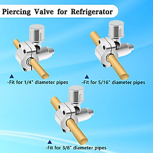 R134A Refrigerator Freon Recharge Hose Kit-R134a AC Refrigerant Charging Guage Hose Set with BPV31 Bullet Piercing Tap Valve and R134a Self-Sealing Adapter, for Home A/C Refrigerant System (Red)