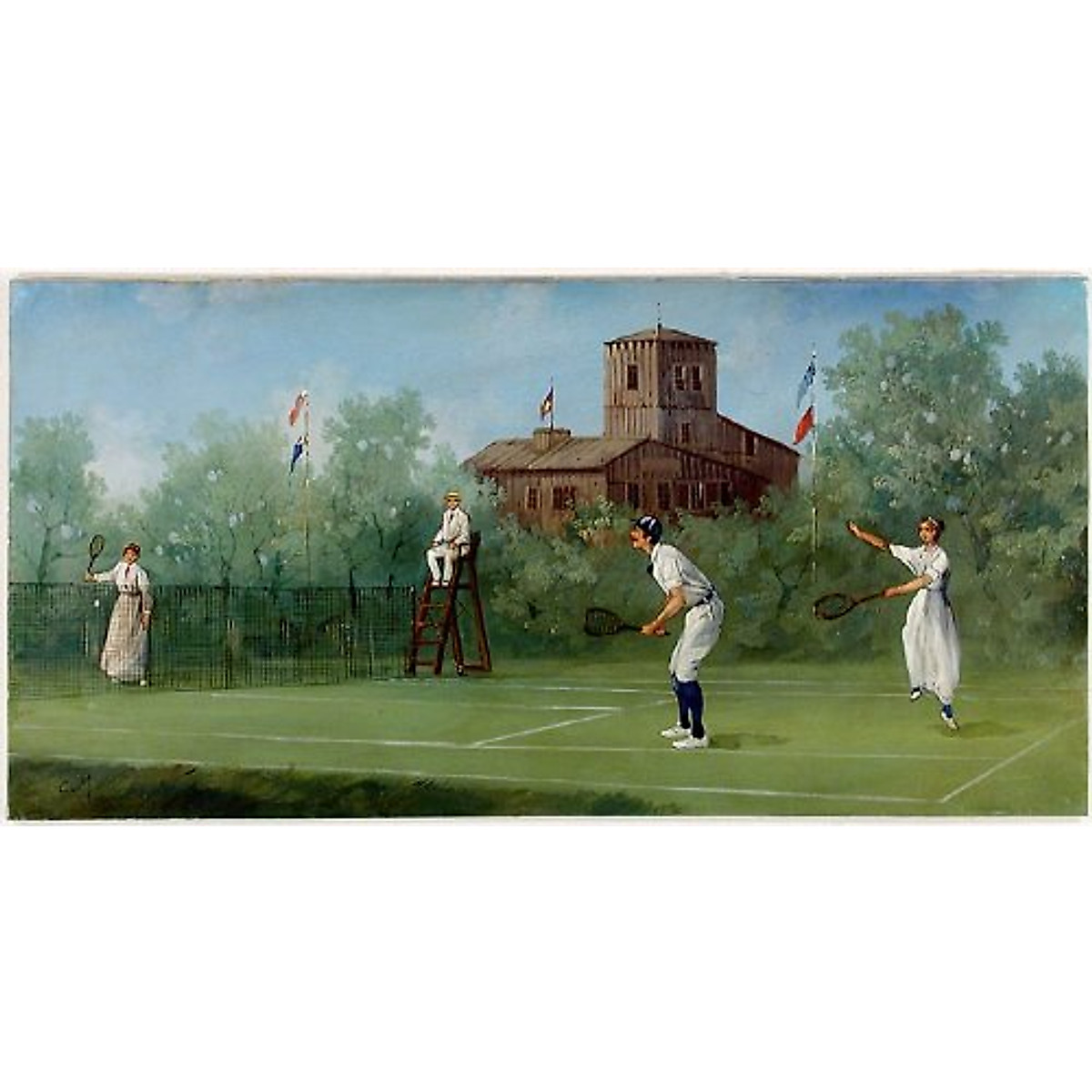 Edwardian Tennis Match: Mixed Doubles
