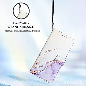 SATURCASE Case for Oppo Reno 6 Pro 5G, Beautiful Marble Pattern PU Leather Flip Magnet Wallet Stand Card Slots Protective Cover with Hand Strap for Oppo Reno 6 Pro 5G (YS-6)