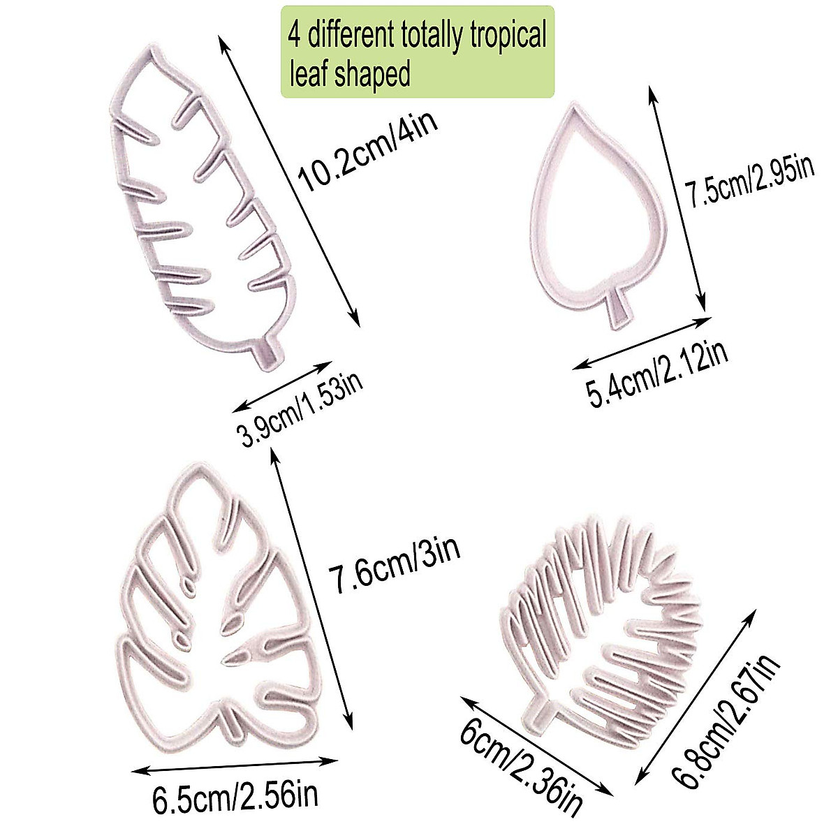 7 Pack Cake Fondant Embossing Mold Mermaid Scales Tropical Leaf Cookie Cutters Biscuit Moulds for Sugarcraft Fondant Baking Mold Cupcake Decorating