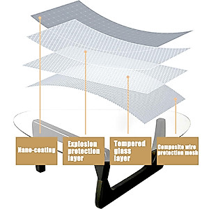 Triangle Coffee Table in Walnut Mid Century Modern Solid Wood Base and Triangle Clear Glass Coffee Table for Living Room Low Minimalist Tea Table Coffee Tables (36 * 25.6 * 16, Black Transparent)