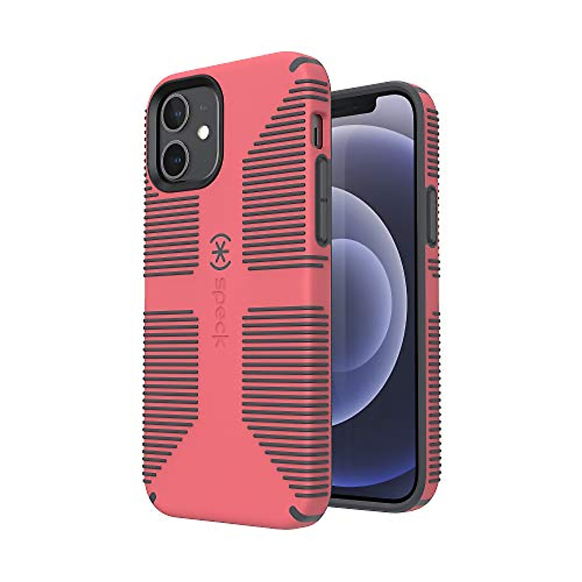 Speck Products CandyShell Pro Grip iPhone 12, iPhone 12 Pro Case, Raspberry Kiss Red/Slate Grey (137602-9240)