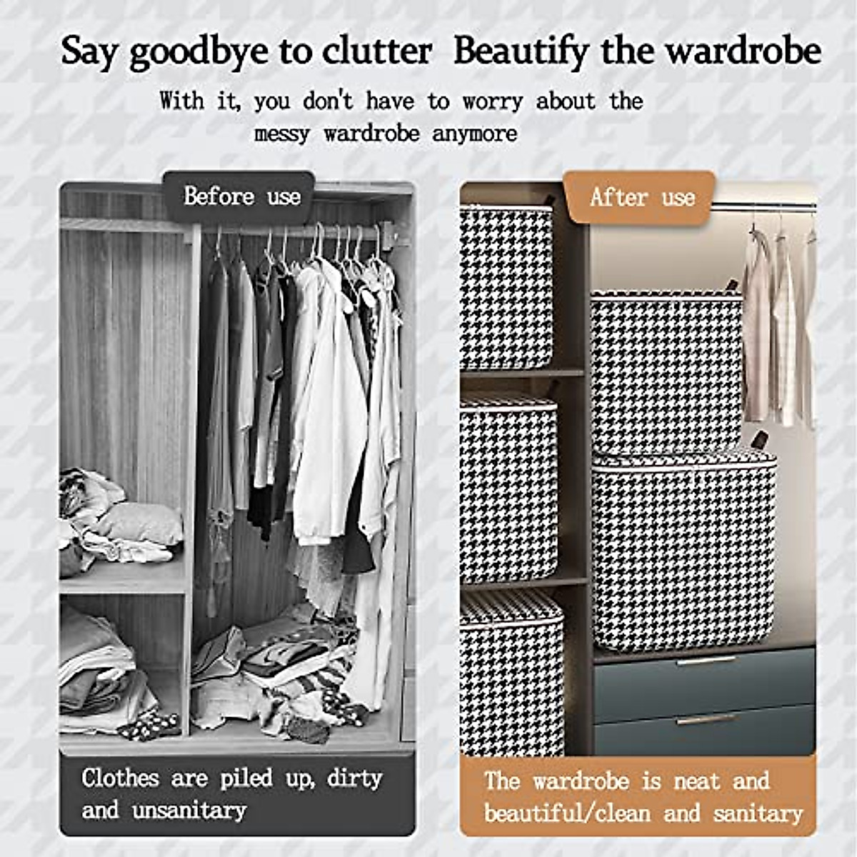 BANAAO Large Capacity Folding Clothes Storage Bag - Portable Space Save Wardrobe Sorting Clothes Storage Box with Reinforced Handle Zipper for Home Office Bedroom Pillow Blanket Bedding