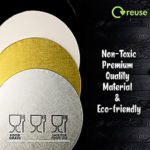 YAARA - 8 Pack 12 Inch Cake Drums in 4 Colors, Black Gold Silver & White Drums. 1/2 Inch Thick with Smooth Edge. Cake boards and its Reusable. Bases Para Pasteles