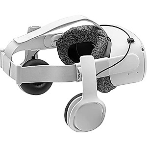 Stereo VR Headphones Custom Made for Meta Quest 2/Oculus Quest 2 Elite Head Strap & Original Head Strap-On Ear Deep Bass 3D 360 Degree Sound (White)