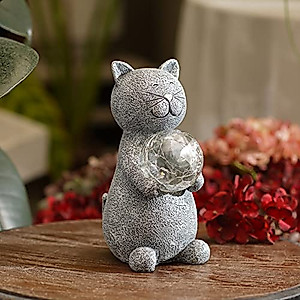LNPNRENG Adorable Figurines, Gifts, Cute Kittens (Hedgehogs) Bring Light to Your Home and Garden with Glowing Balls. for Patio, Garden, Deck, Path Decoration (cat)