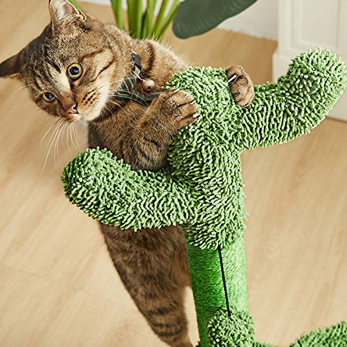 Catinsider 35 Inches Cactus Cat Tree with Hammock and Full Wrapped Sisal Scratching Post for Cats Green Large