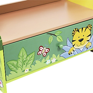 Fantasy Fields Sunny Safari Animal Wooden 3 Shelves Kids Bookshelf with 1 Drawer Storage Imagination Inspiring Hand Crafted & Hand Painted Details