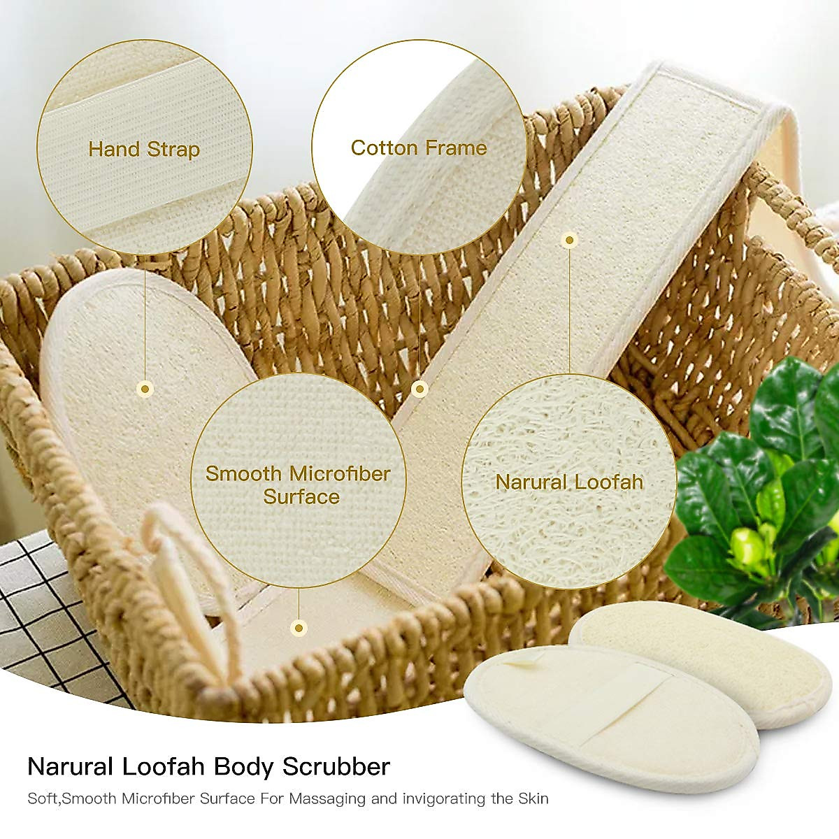 Loofah Exfoliating Back Washer, Back Scrubber for Shower with Exfoliating Loofah Pad for Men and Women, Loofah Sponges Deep Clean Deep Clean Relax Your Body (31.5 inch Length 4 inch Width)